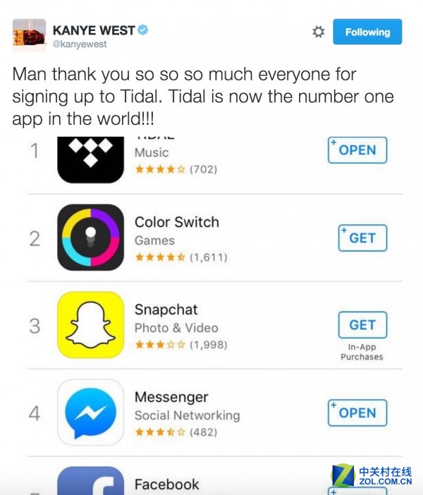 侃爷新专辑助Tidal登顶苹果App Store_热点资讯_安兔兔